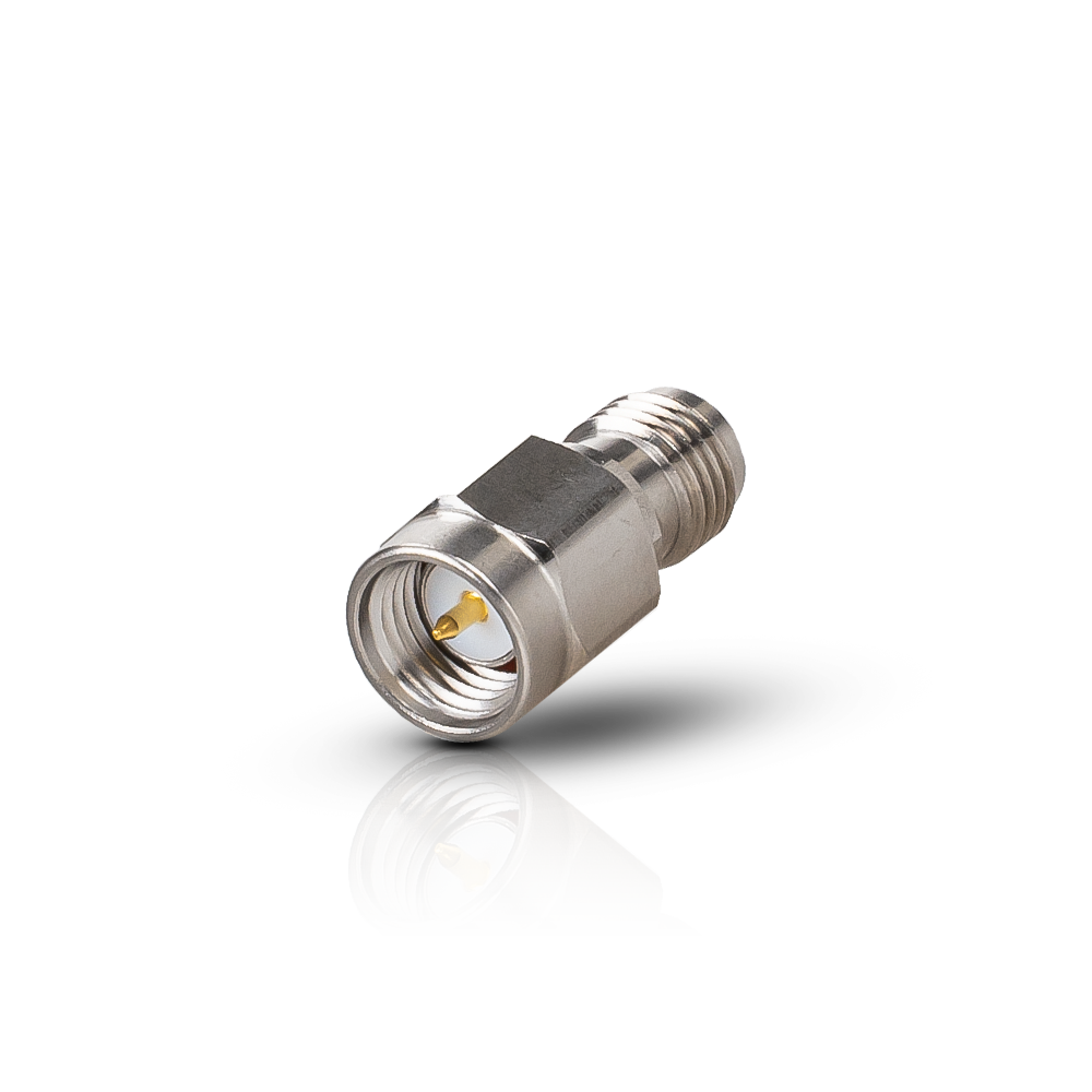 SMA Adapter for RP-SMA male connector to a standard SMA female connector.